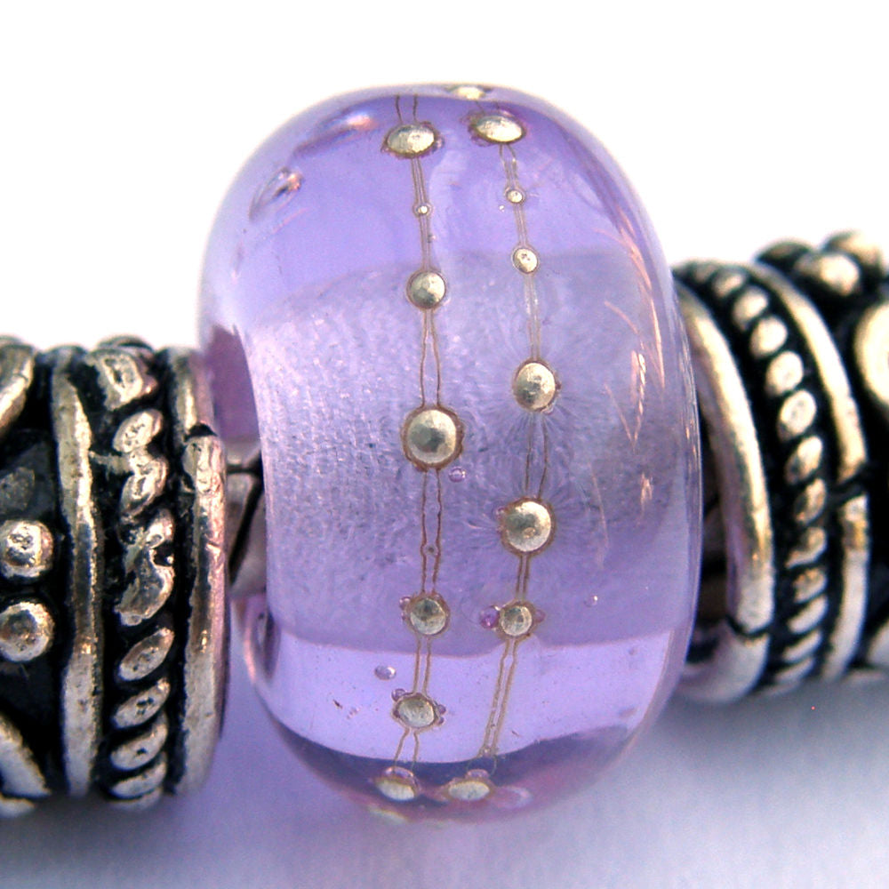 Handmade Large Hole Lampwork Beads, Glass Lavender Blue Shift Silver ...