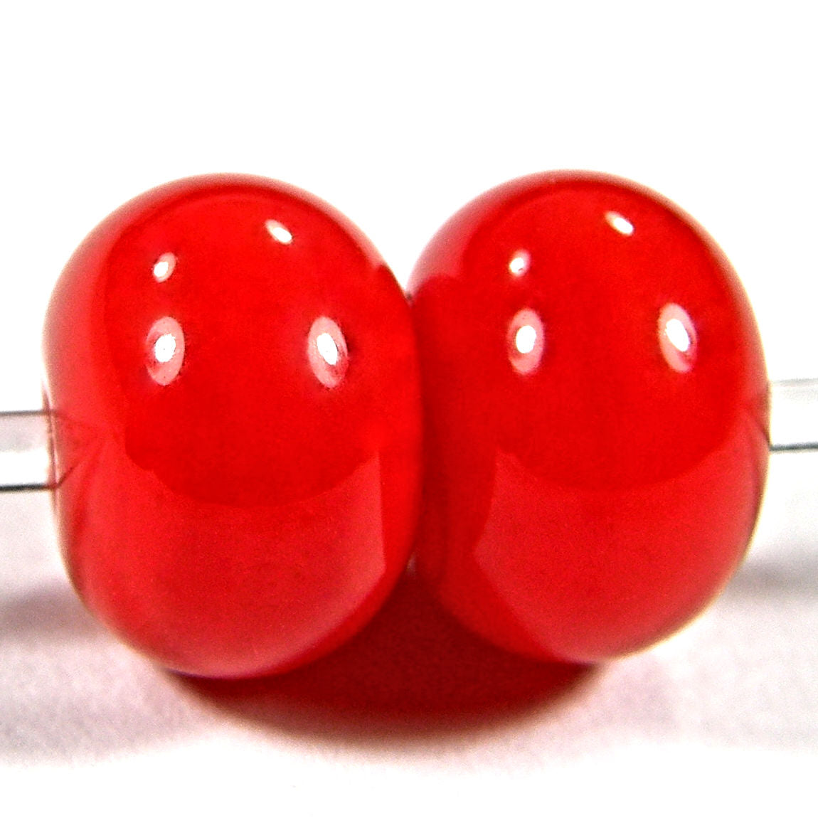 Handmade Lampwork Glass Beads, Light Red Shiny Glossy – Covergirlbeads